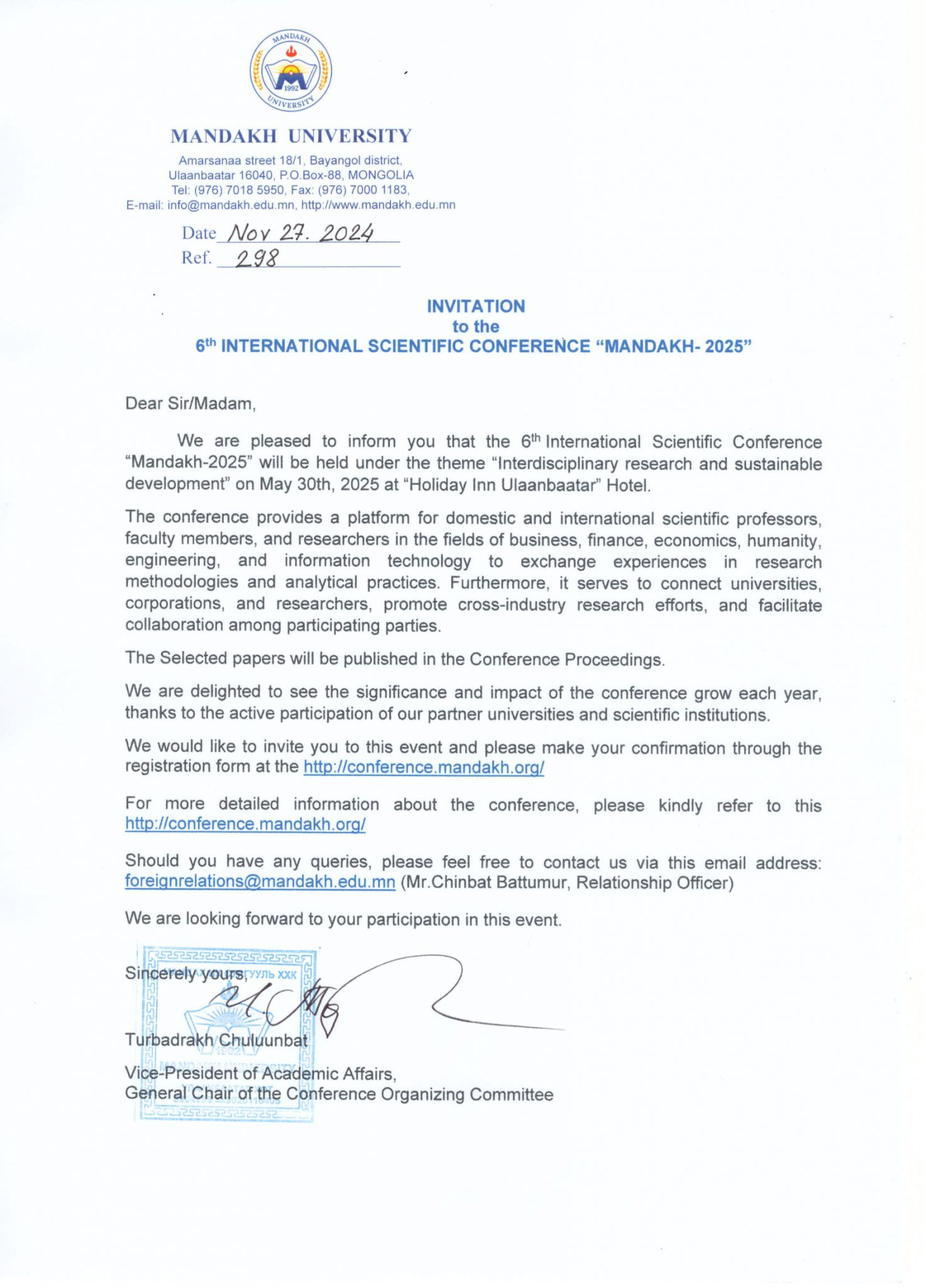 Invitation – MANDAKH-2025