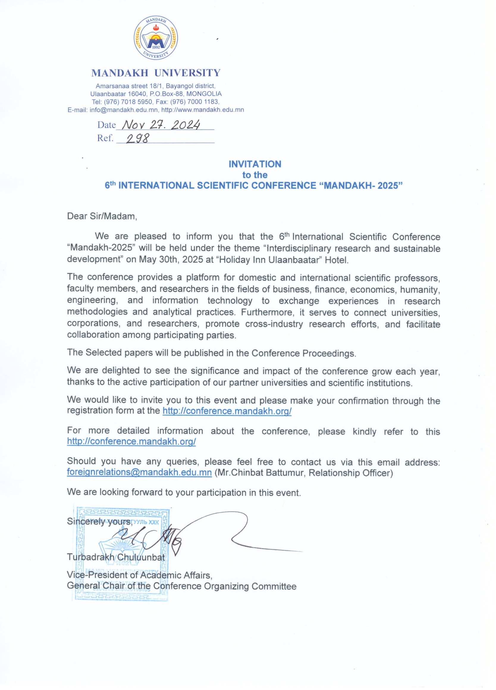 Invitation – MANDAKH-2025